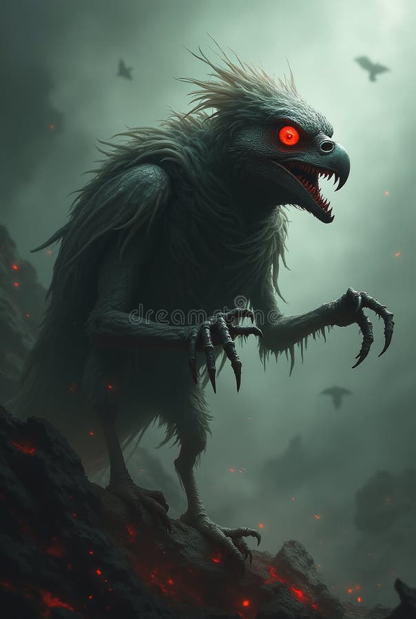 Fanged bird monster stock illustration. Illustration of darkness ...