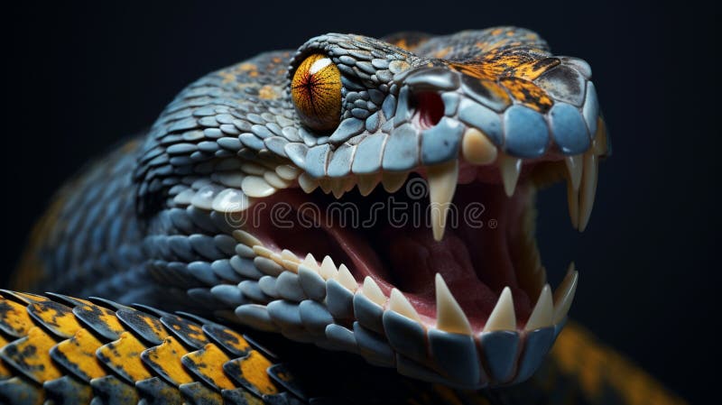 The Fangs of a Venomous Bush Viper Snake. Generative AI Stock ...