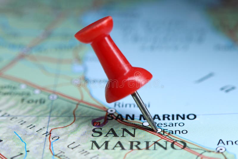 Fano, Italy pin on map stock image. Image of direction - 367557863
