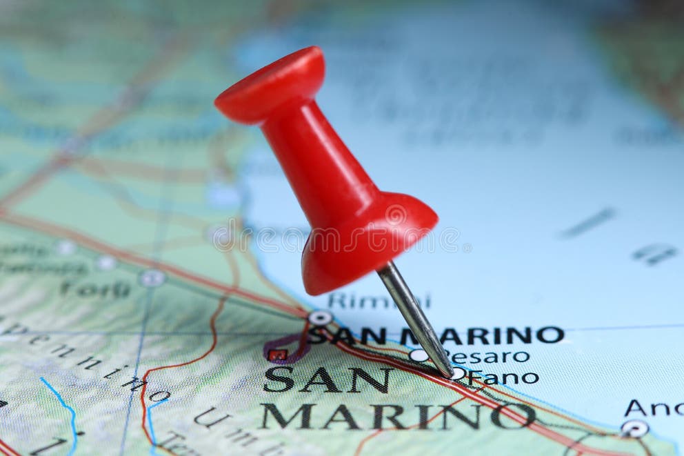 Fano, Italy pin on map stock image. Image of direction - 367557863