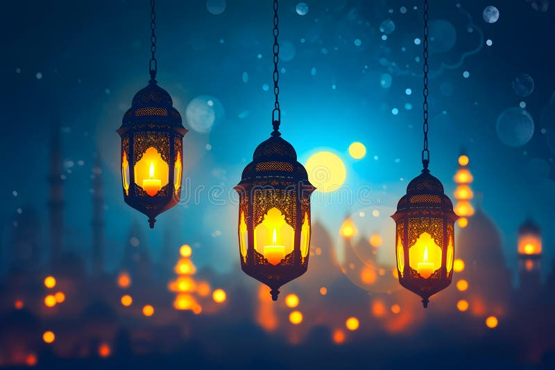 Fanous Ramadan Lanterns at Night Stock Image - Image of fanoos ...