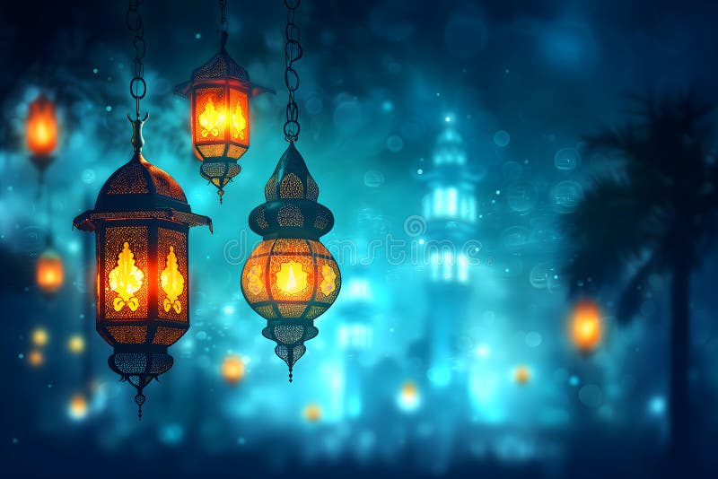 Fanous Ramadan Lanterns at Night Stock Photo - Image of night ...