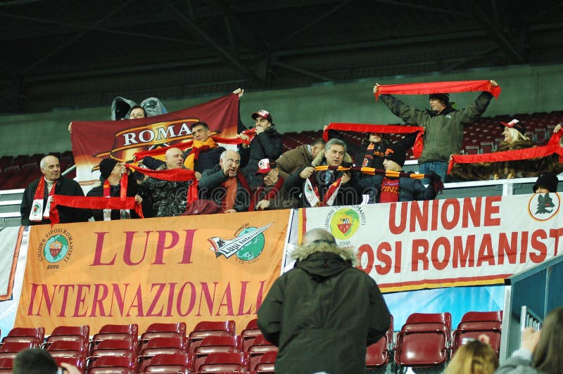 Fans of AS Roma at a match editorial image. Image of team - 19126345