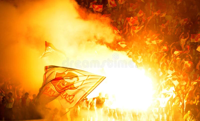 Fans celebrating the goal editorial photo. Image of partizan - 22186571