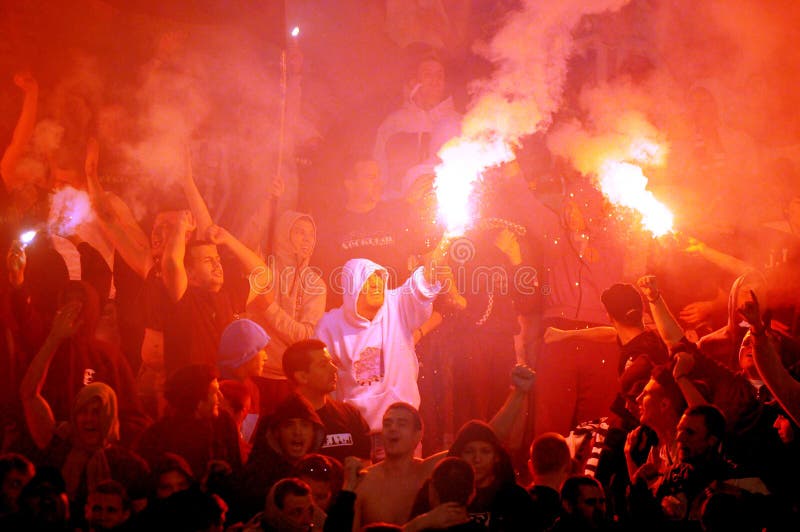 Fans celebrating the goal editorial image. Image of ball - 22186575