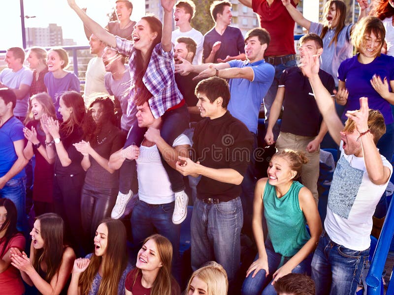 Fans Clapping and Shouting in the Stands. Stock Image - Image of ...
