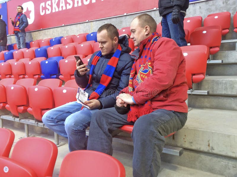 Fans in CSKA Stadium in Moscow during the Game CSKA-Rostov Editorial ...
