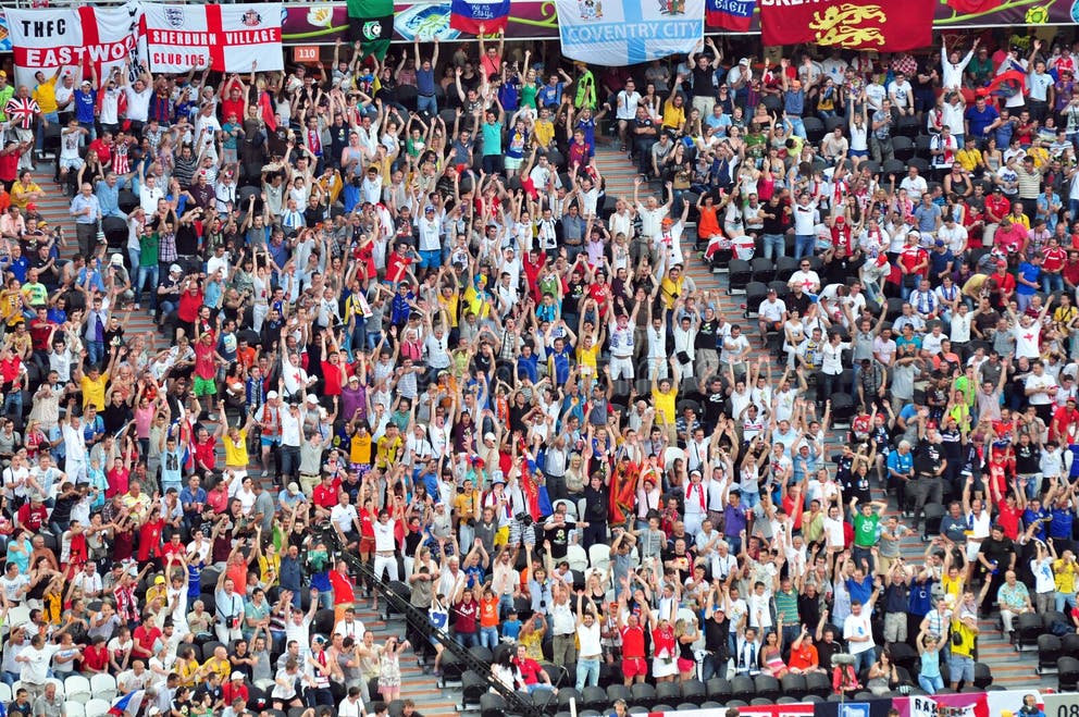 The fans doing the wave editorial stock photo. Image of colour - 25246698