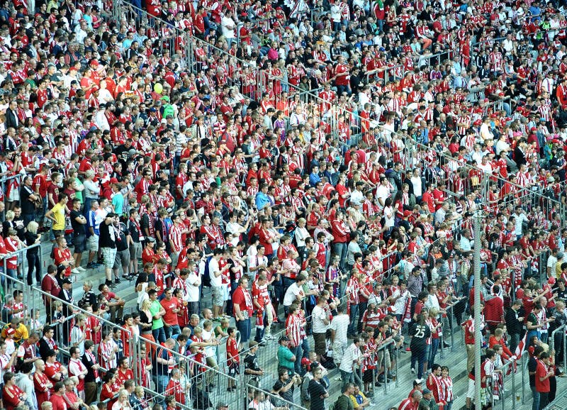 Fans in red and white editorial image. Image of super - 44141835