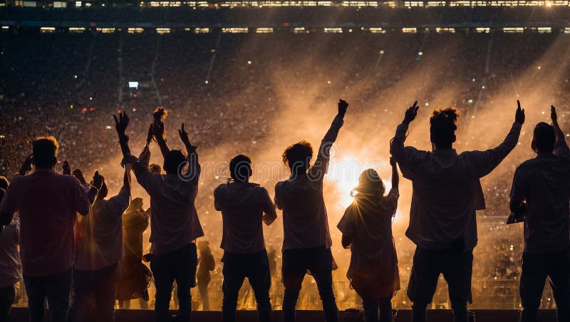 Fans with Their Backs To the Camera at the Stadium Stock Illustration ...
