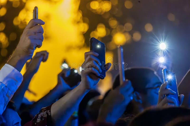 Fans Use Cellphone To Record Concert Stock Photo - Image of recording ...