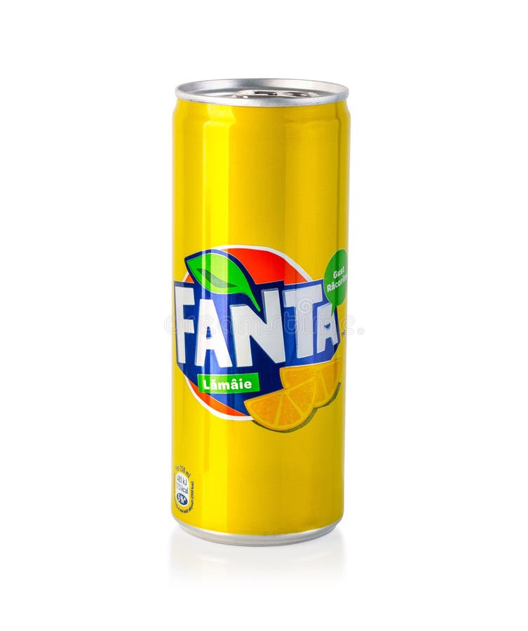 Fanta can on white editorial stock photo. Image of orange - 64145053