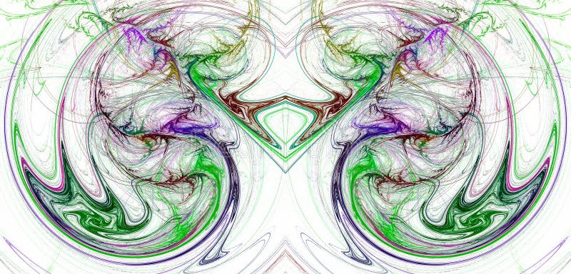 Fantastic Abstract Symmetrical Tree. Multi-colored Curves Swirl on a ...