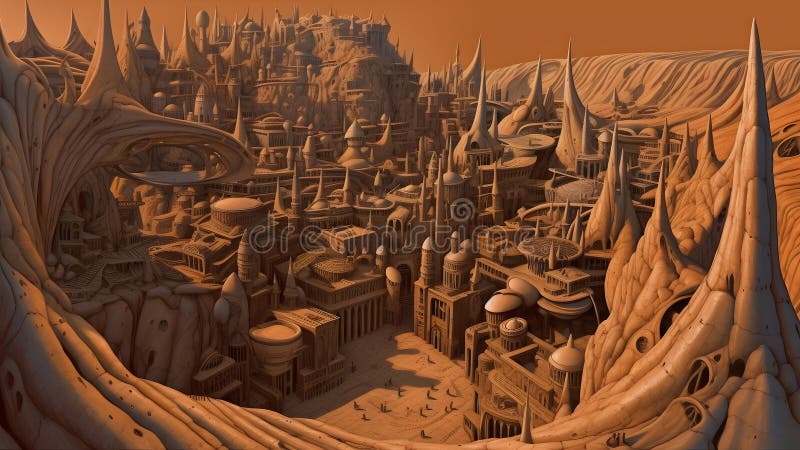 Fantastic Alien City Made of Sand, Neural Network Generated Image Stock ...
