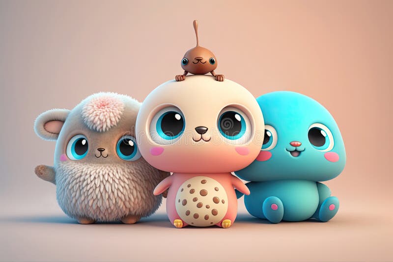 Fantastic Animals 3D Characters Made with Generative AI. Stock ...