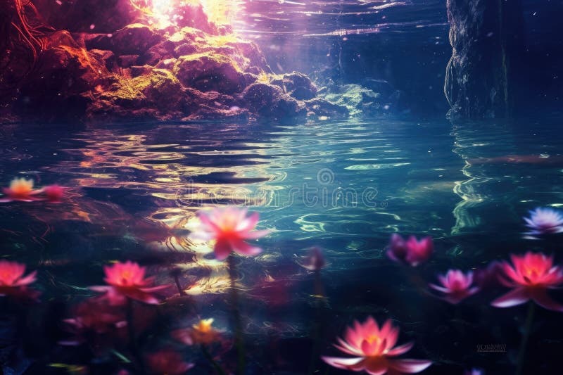 Fantastic Background of Water with Vibrant Colors. Generative AI Stock ...