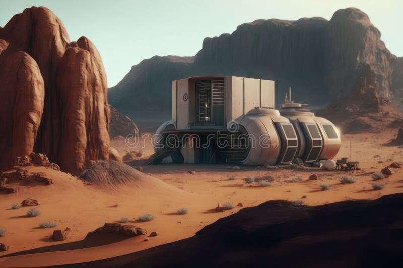Fantastic Base on Mars. Science Fiction, Future Stock Illustration ...
