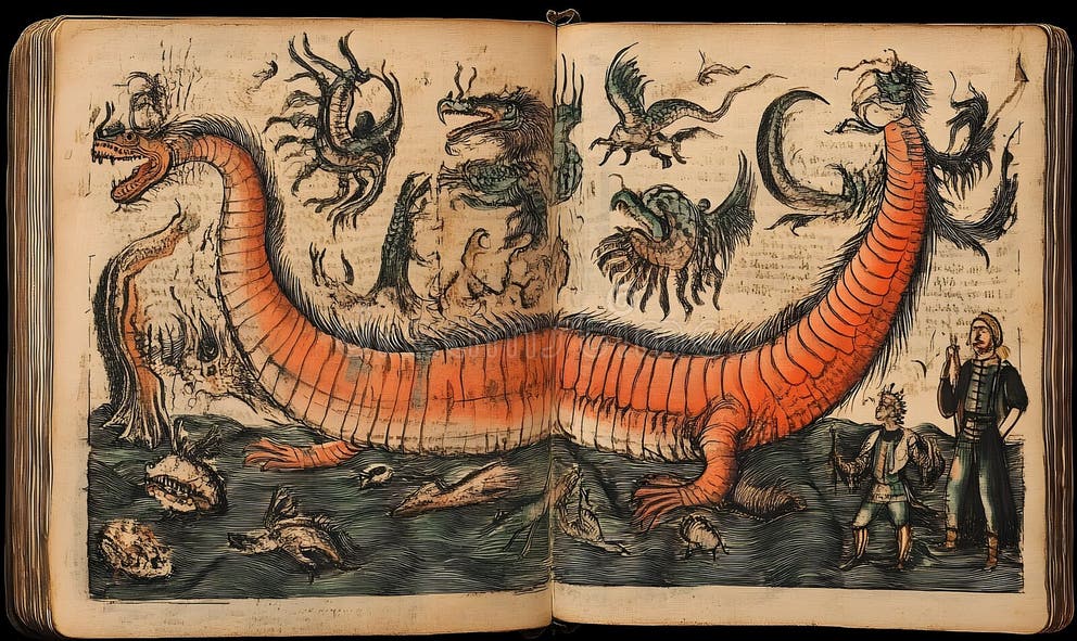 AI-Generated Medieval Bestiary Page Stock Illustration - Illustration ...