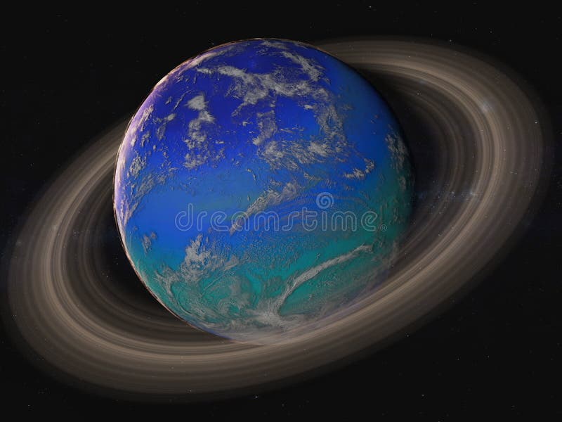 Blue Exoplanet Insolated on Black, Computer Generated Abstract B Stock ...