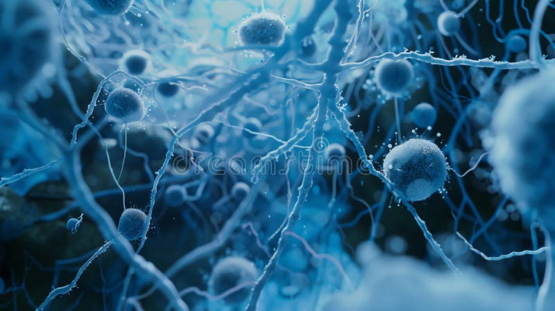 Fantastic Blue Neurological Background. the Concept of a Network of ...