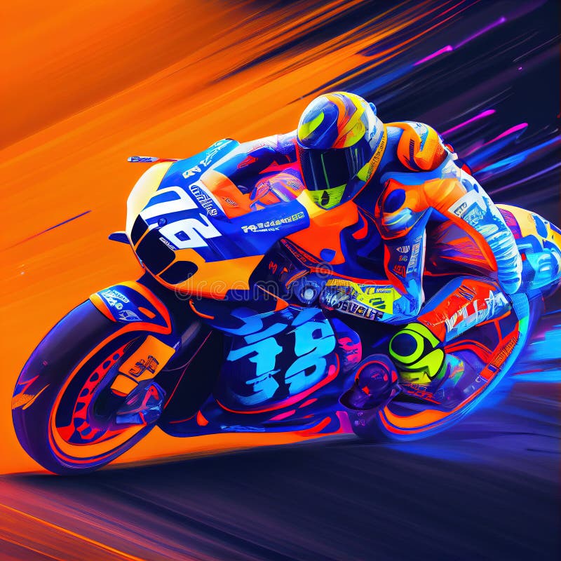 Fantastic Brightly Colored Motogp in Motion Racing at High Speed ...