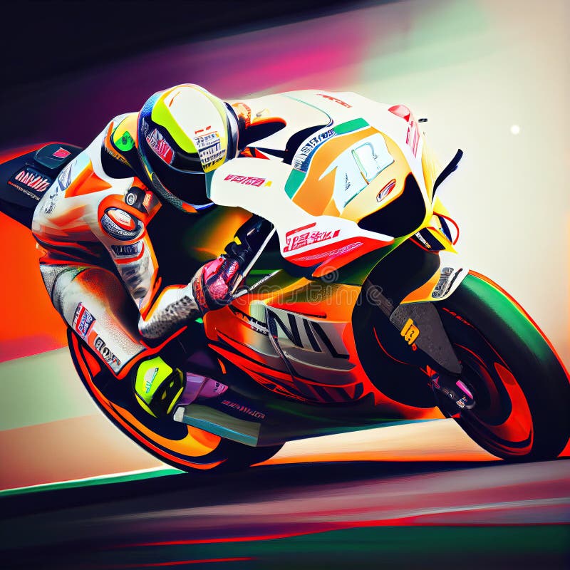 Fantastic Brightly Colored Motogp in Motion Racing at High Speed ...