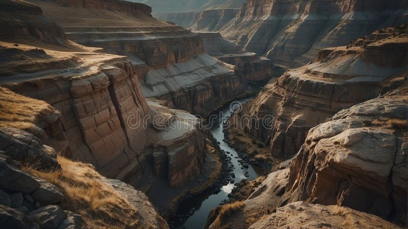 Canyon Landscape, Landscape with Rocks, Ravines, Sand Pit Scene Stock ...