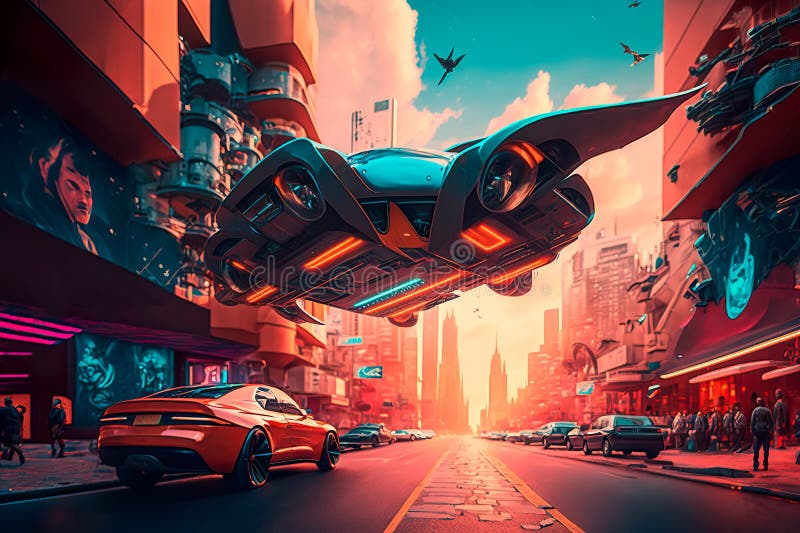Fantastic Cities of the Future with Flying Cars and Advertising Banners ... Fantastic Cities of the Future with Flying Cars and Advertising Banners ...