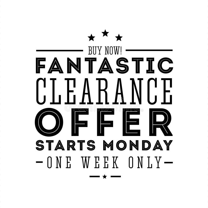 Fantastic Clearance Offer Sign Lettering Vintage Stock Vector ...