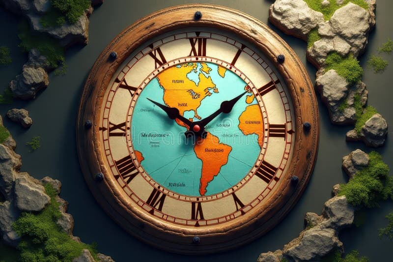 Fantastic Clock Design Inspired by Maps Stock Illustration ...