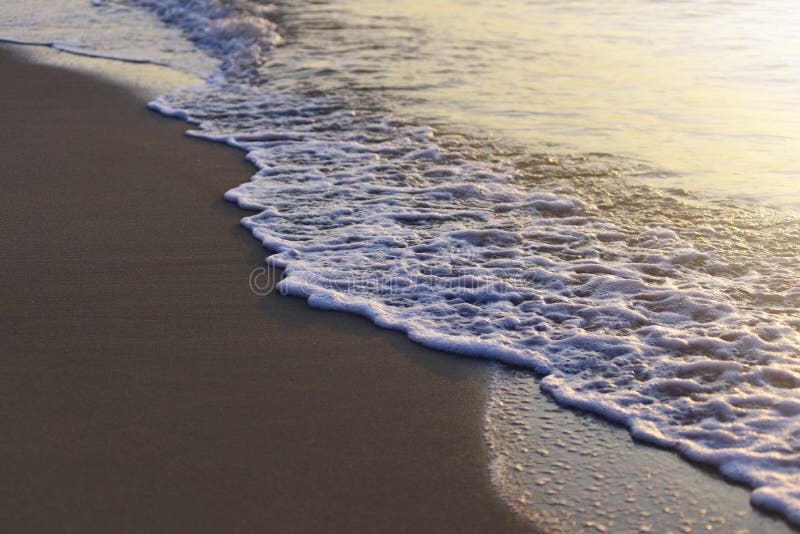 Fantastic Closeup Soft Wave With Orange Sunrise Tropical Island Beach