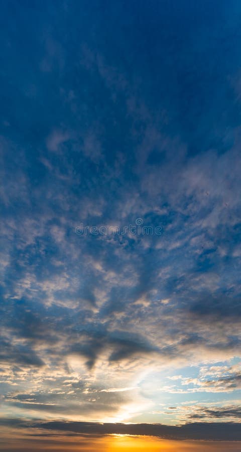 Fantastic Clouds at Sunrise, Vertical Panorama Stock Photo - Image of ...