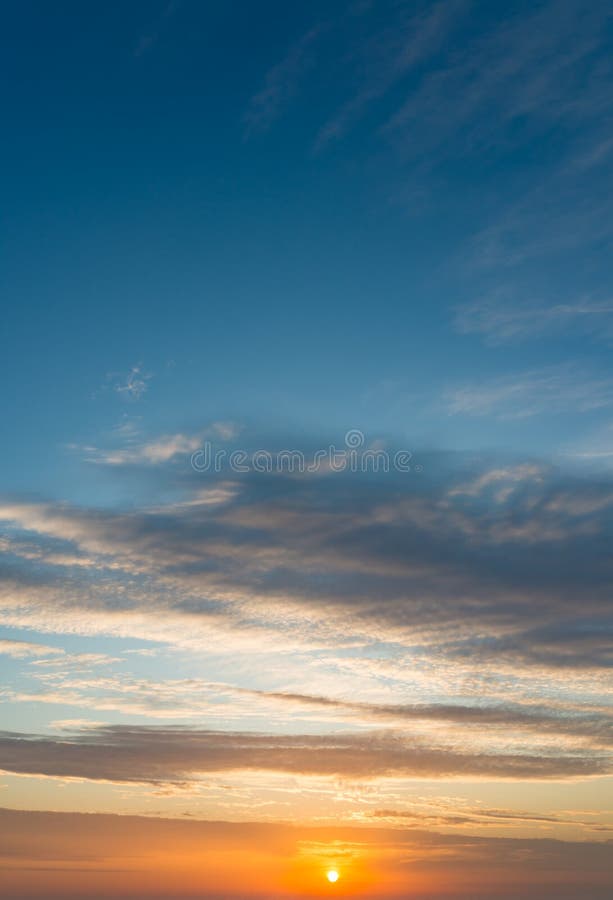 Fantastic Clouds at Sunrise, Vertical Panorama Stock Photo - Image of ...