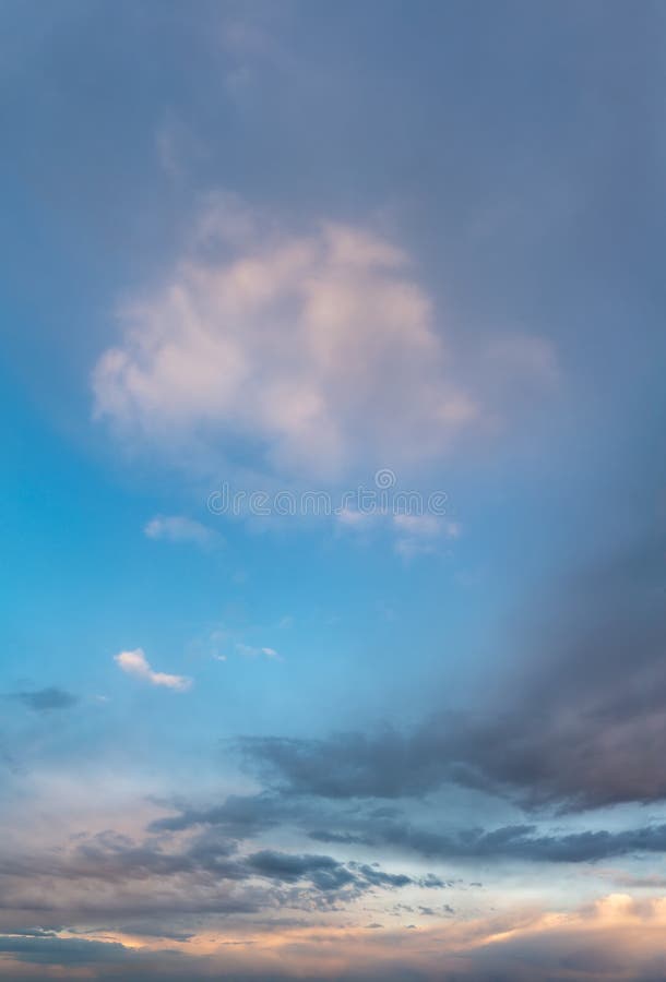 Fantastic Clouds at Sunrise, Vertical Panorama Stock Image - Image of ...