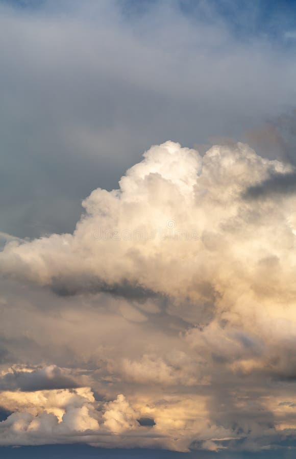 Fantastic Clouds at Sunrise, Vertical Panorama Stock Photo - Image of ...