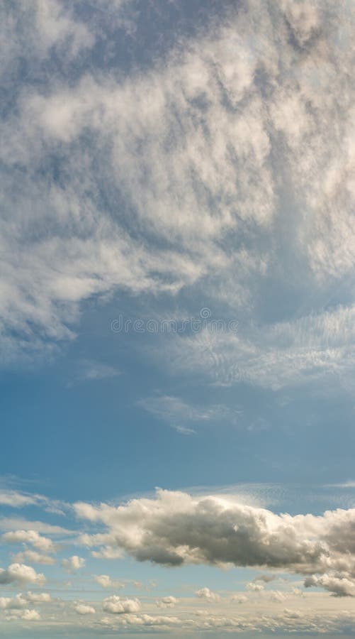 Fantastic Clouds at Sunrise, Vertical Panorama Stock Photo - Image of ...