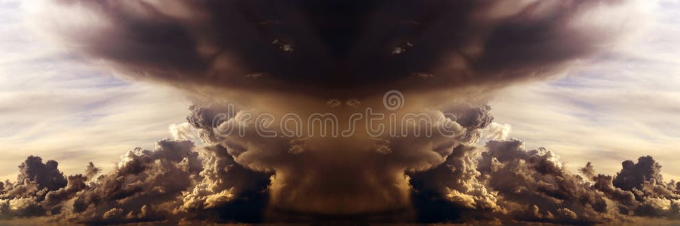 A Fantastic Cloudscape at Sunset with a Face Stock Photo - Image of ...