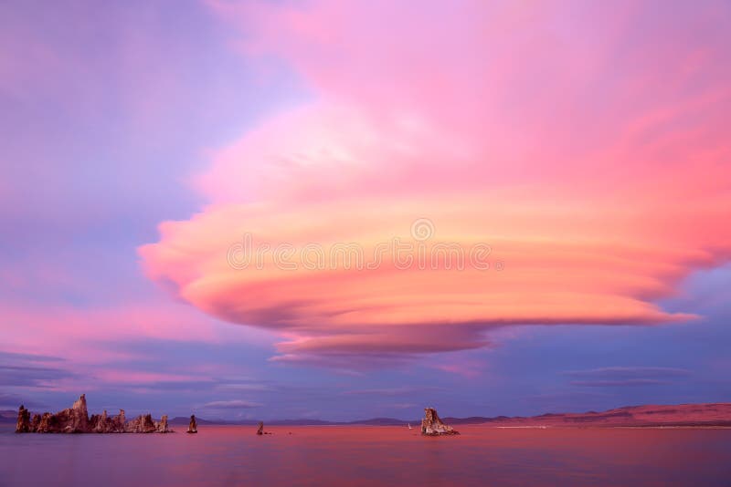 Fantastic Colors Over Mono Lake with Lenticular Clouds Stock Photo ...