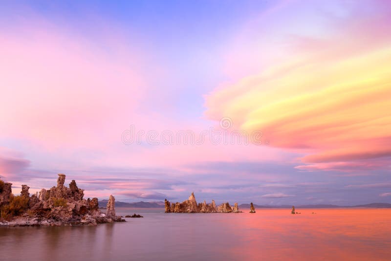 Fantastic Colors Over Mono Lake with Lenticular Clouds Stock Photo ...