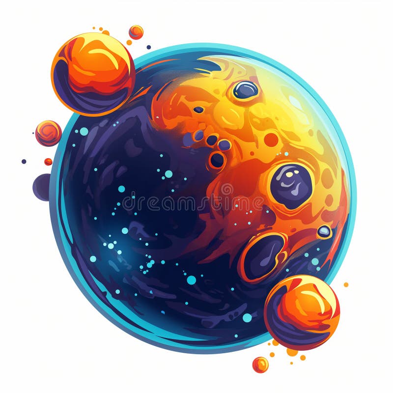 The Fantastic Cosmic Object with Orange and Blue Bubbles, Game Icon ...