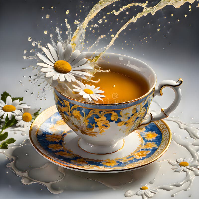 Fantastic Cup of Tea with Liquid Splash, 3d Rendering Stock ...
