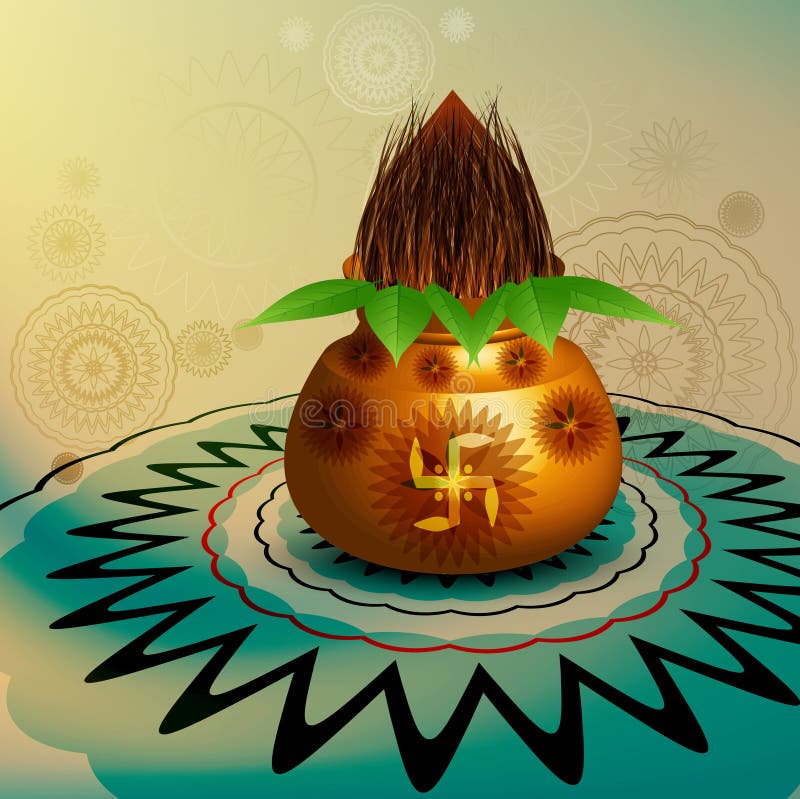 Fantastic Diwali Pooja Kalash Rangoli Stock Vector - Illustration of ...