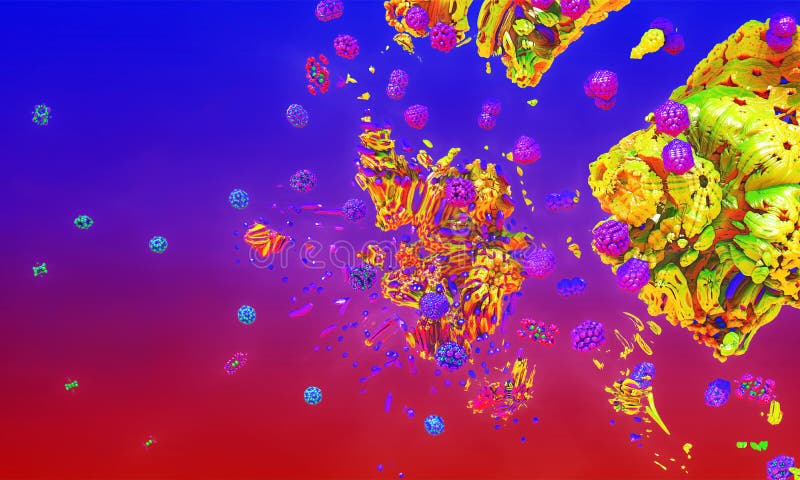Fantastic Explosion, Splash and Splatter, Digital Fractal Art Stock ...