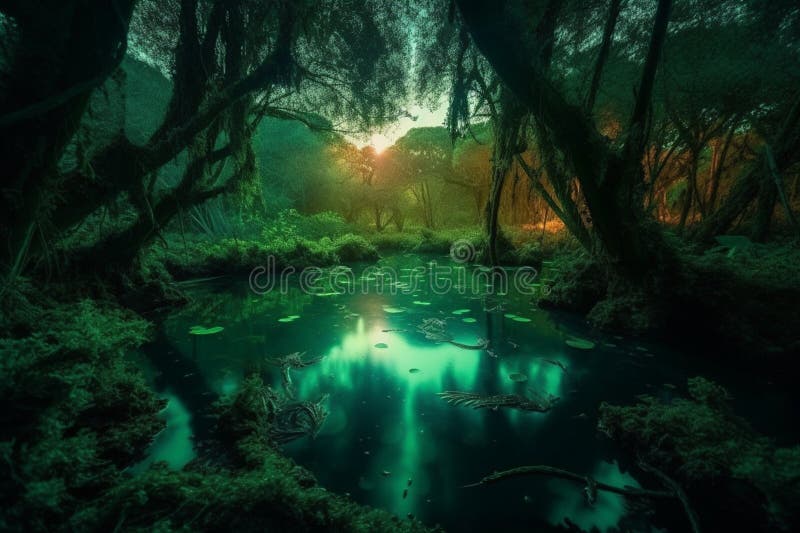 Fantastic and Exuberant Landscape , Very Green, Generated by AI Stock ...