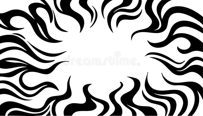 Fantastic Fire Flame Frame with Empty Space. Hand Drawn Smoke or Fire ...
