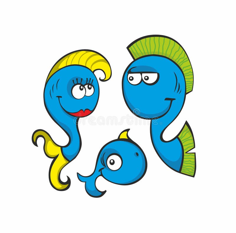 Fantastic fish family stock illustration. Illustration of family - 21174247
