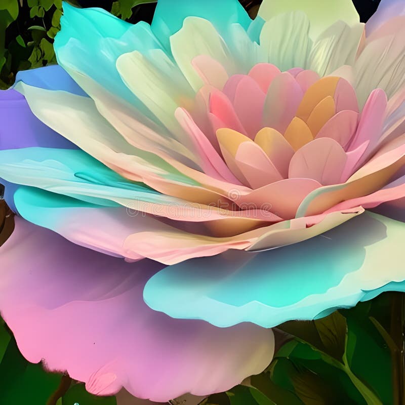 Fantastic Flower in Rainbow Pastel Colors Ai Generated, Generative AI ...
