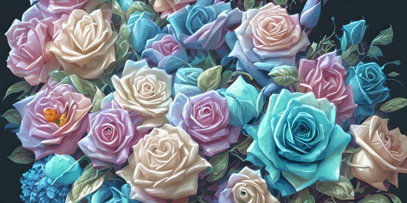 Fantastic Flowers, Stylized Rose Flowers in Unusual Colors Ai Generated ...