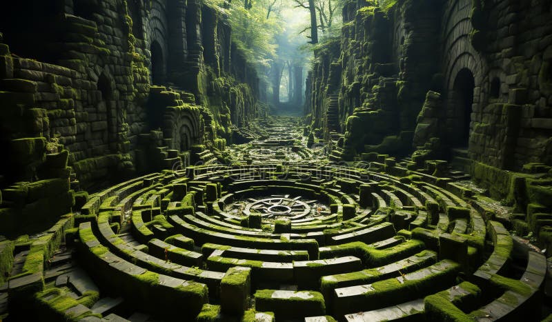 Fantastic Forest with a Huge Green Labyrinth Inside. AI Generated Stock ...