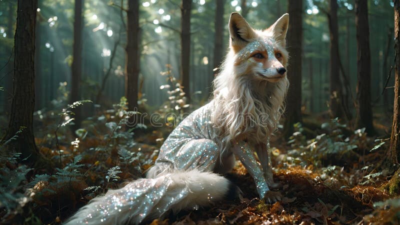 Fantastic glow fox stock illustration. Illustration of animal - 343250124